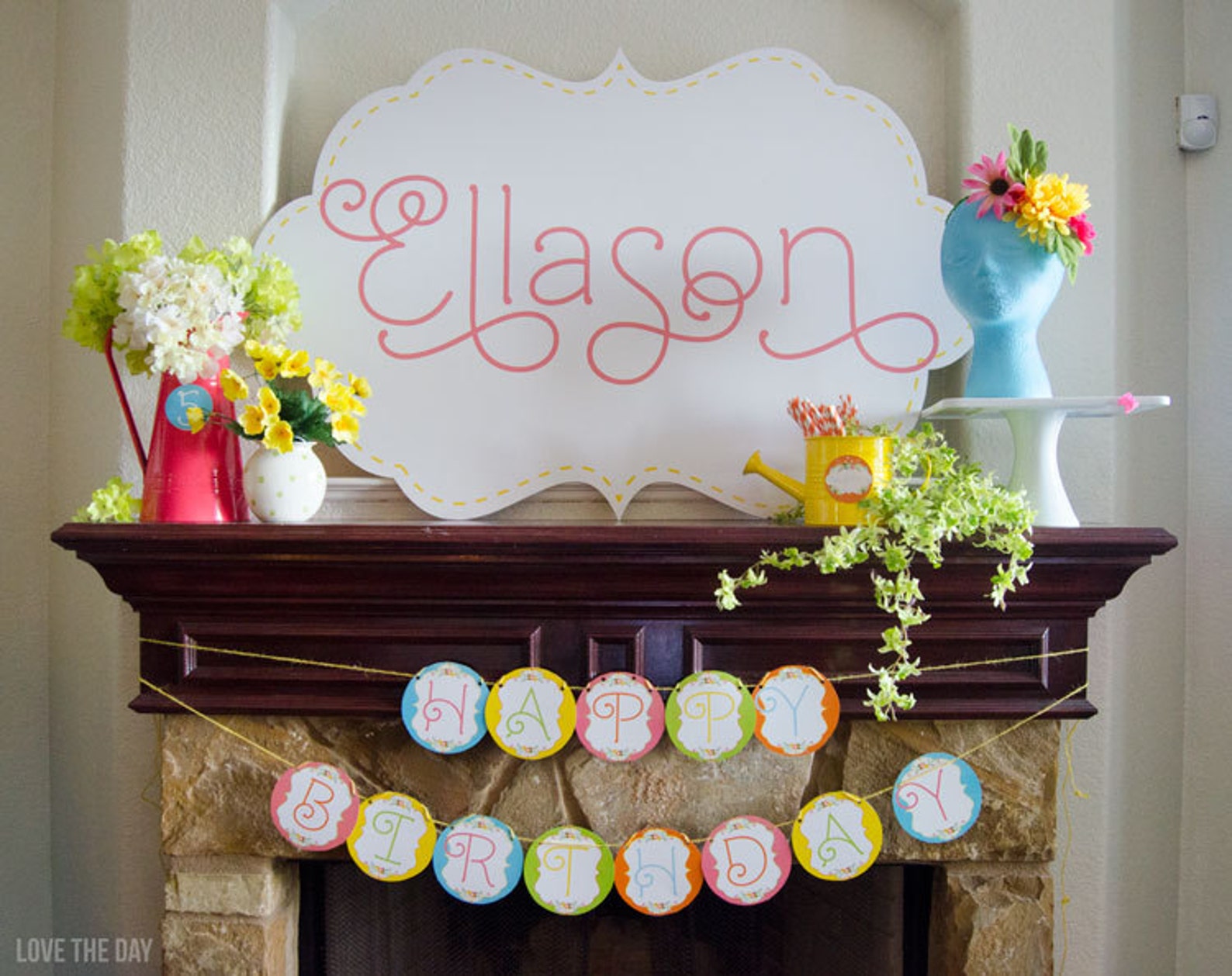 Flower Party PRINTABLE Happy Birthday Banner INSTANT | Etsy