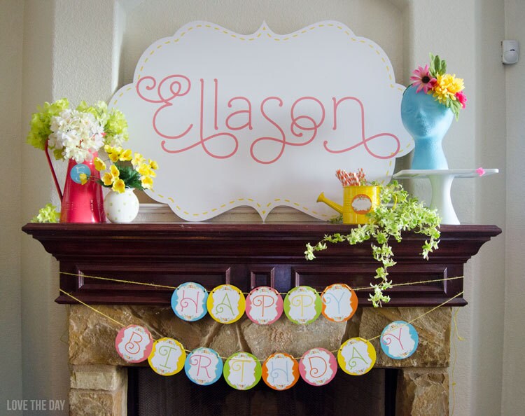 Flower Party PRINTABLE Happy Birthday Banner (INSTANT DOWNLOAD) by Love ...