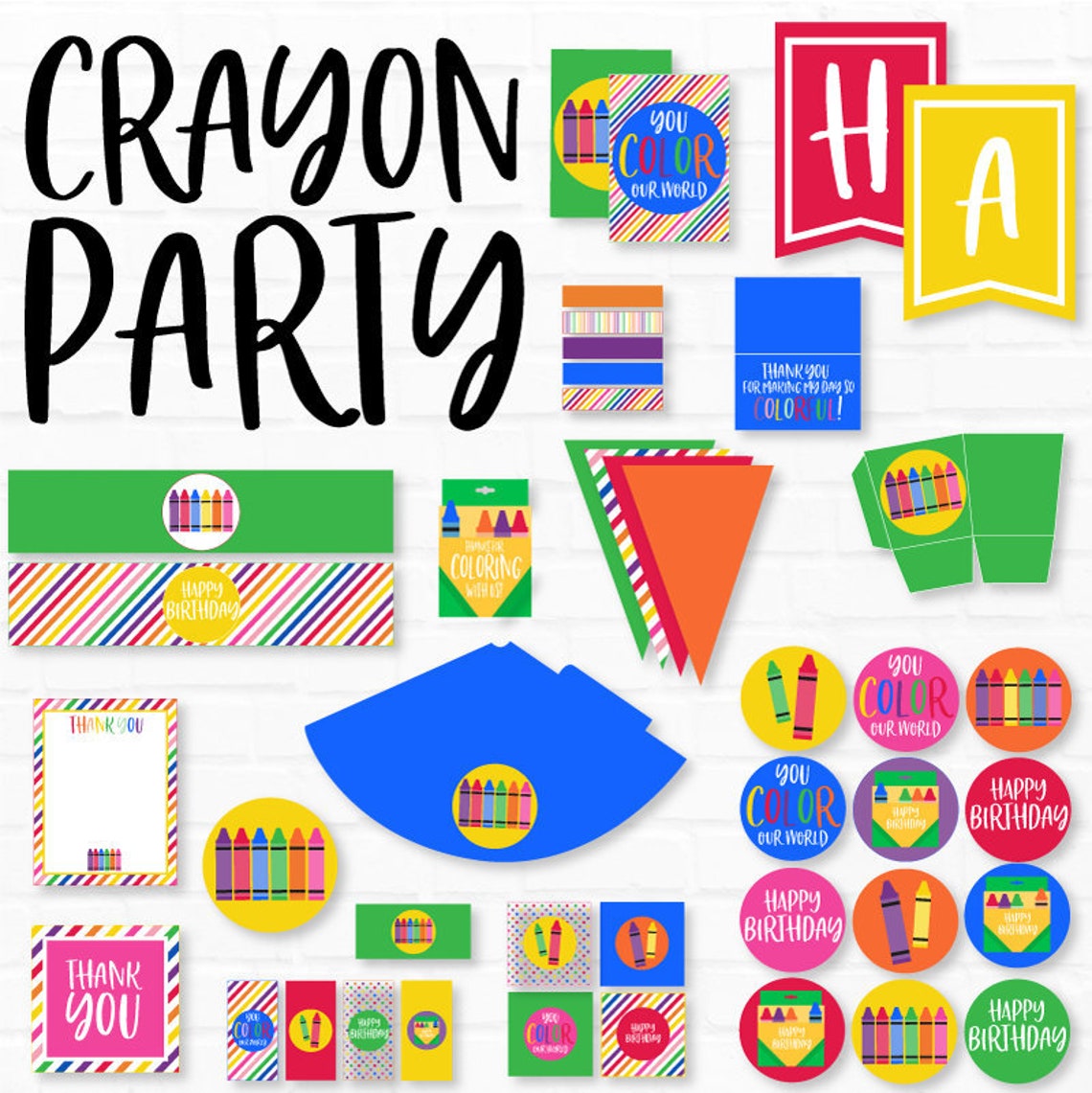 Crayon Party PRINTABLES INSTANT DOWNLOAD by Love the Day - Etsy