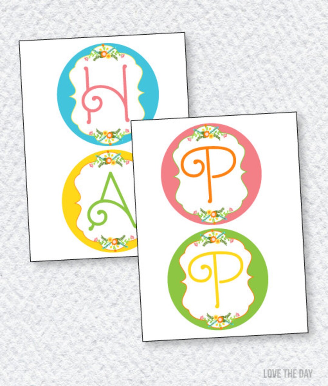 Flower Party PRINTABLE Happy Birthday Banner INSTANT DOWNLOAD by Love ...