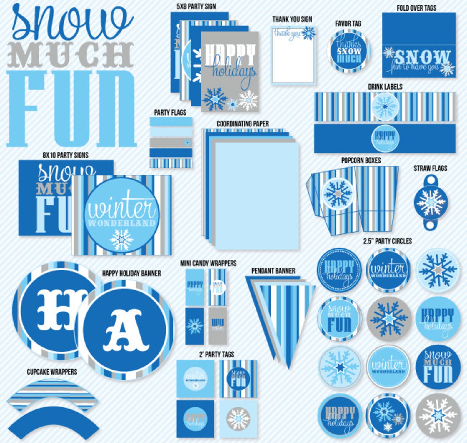 Snowflake Winter Wonderland Party PRINTABLE by Love the Day - Etsy
