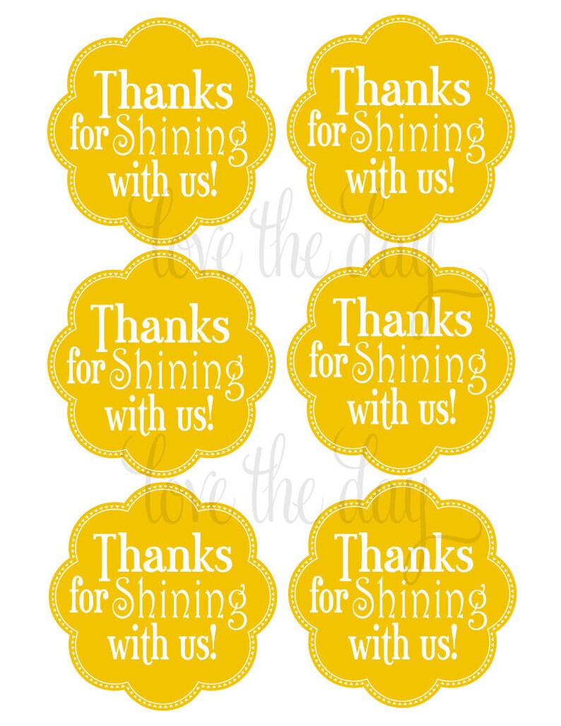 Yellow Sunshine PRINTABLE Party Favor Tags INSTANT DOWNLOAD - Etsy