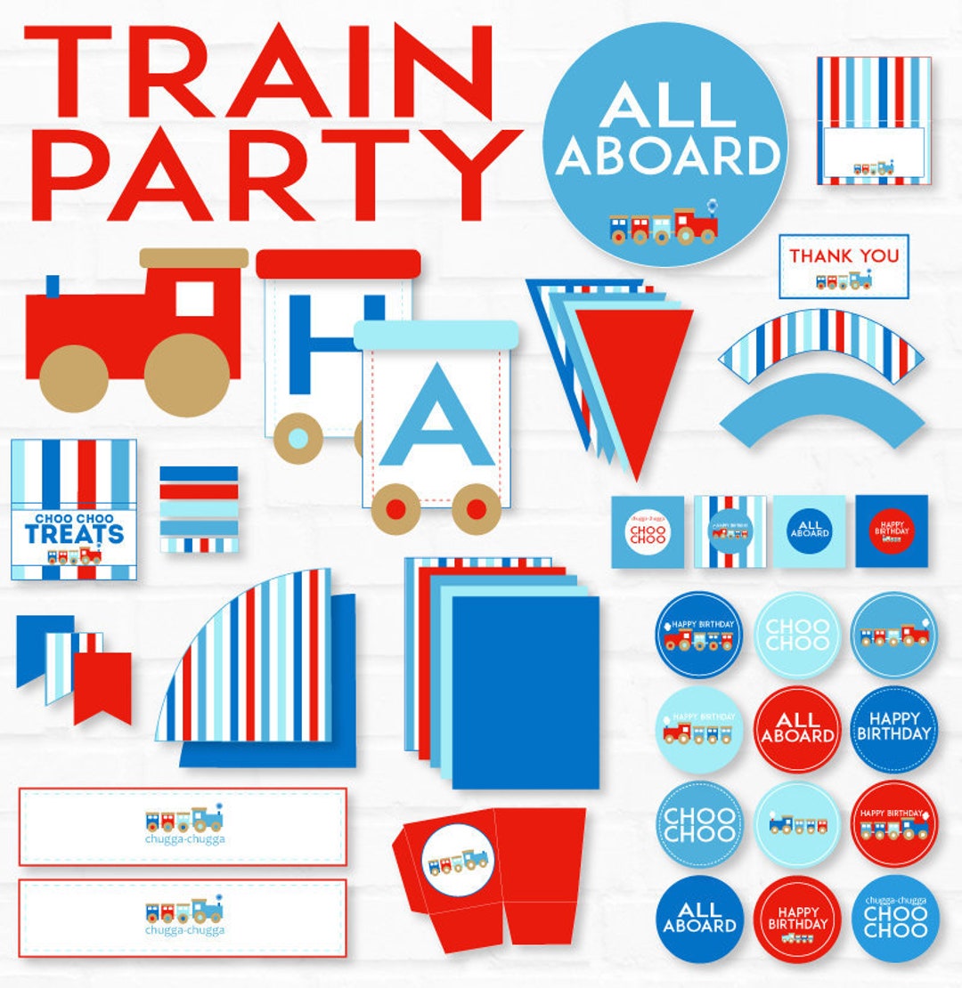Train PRINTABLE Party INSTANT DOWNLOAD by Lindi Haws of Love the Day - Etsy