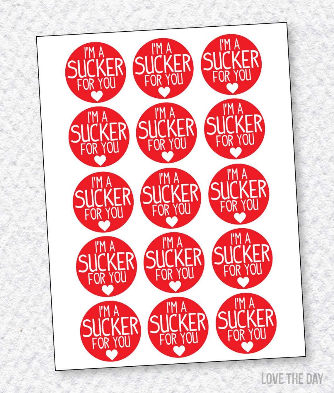 Valentine PRINTABLE Tag 'i'm A Sucker for You' - Etsy