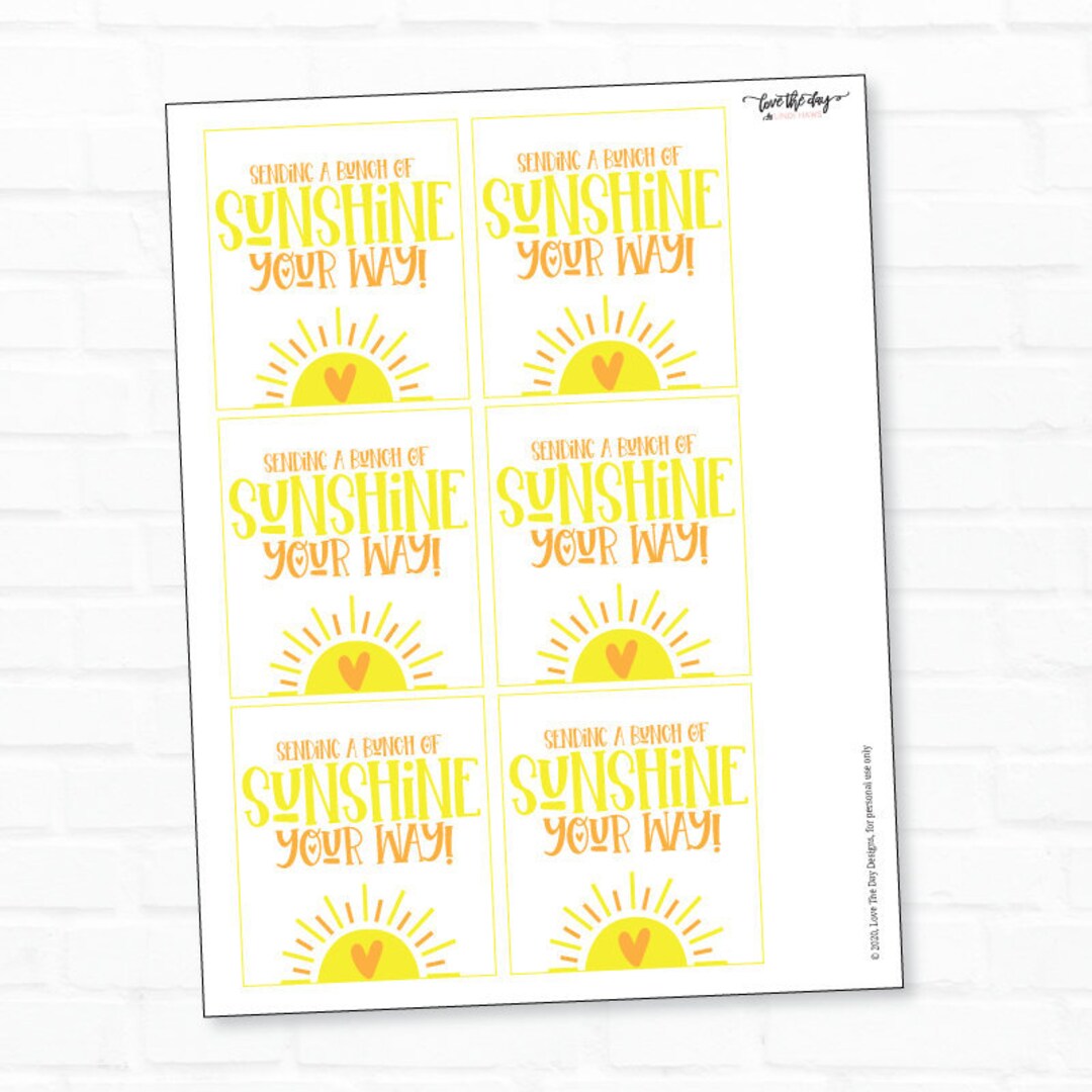 Sunshine Box Tags PRINTABLE instant Download by Lindi Haws of Love the ...