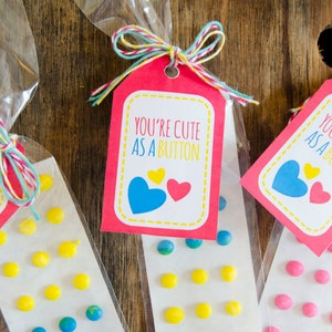 Valentine PRINTABLE 'you're Cute as A Button' Tag by Lovethe Day - Etsy