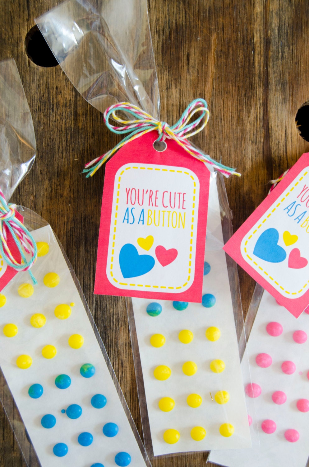 Valentine PRINTABLE 'You're Cute As A Button' Tag | Etsy