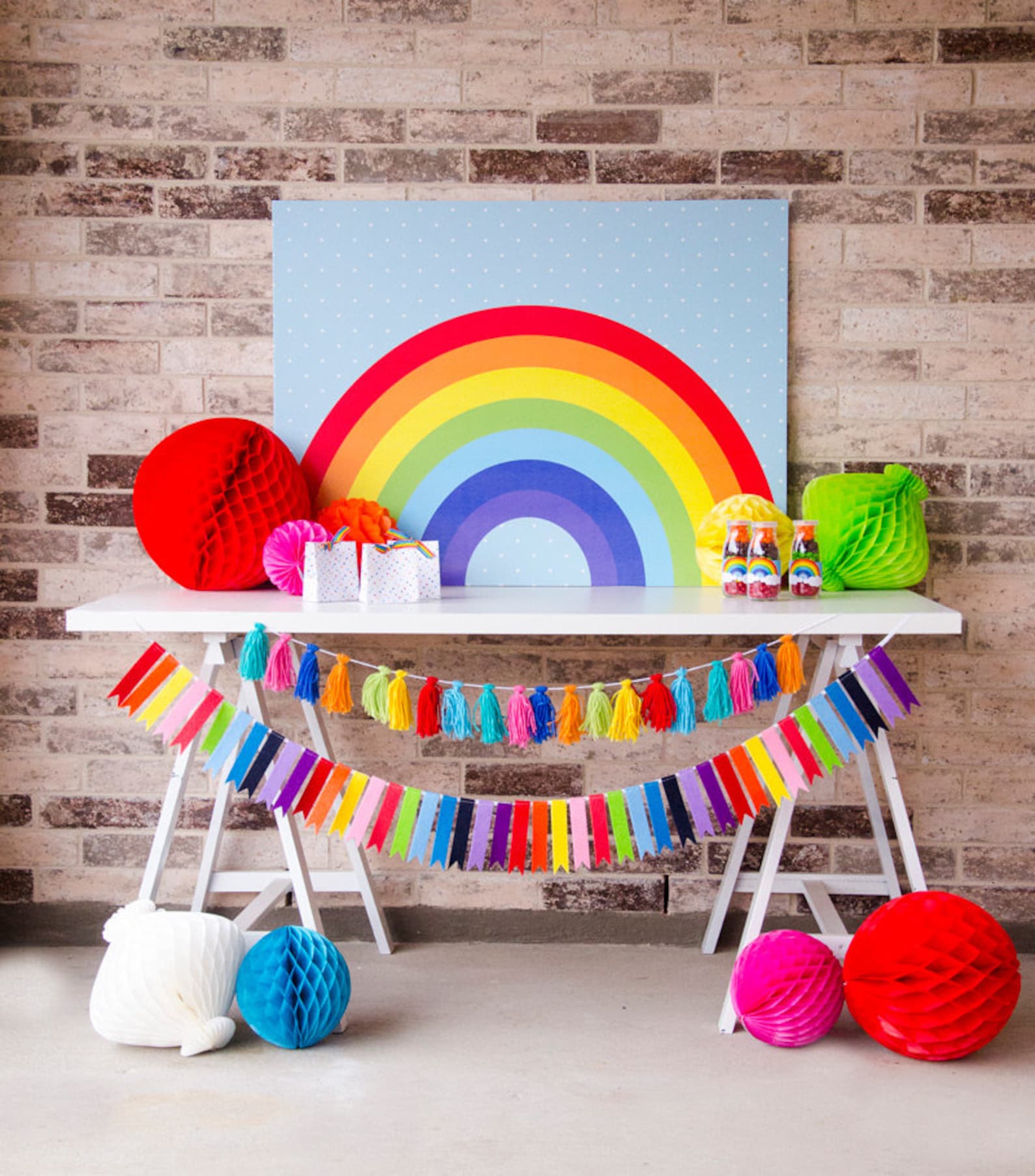 Rainbow Party Backdrop INSTANT DOWNLOAD Printable by Lindi | Etsy