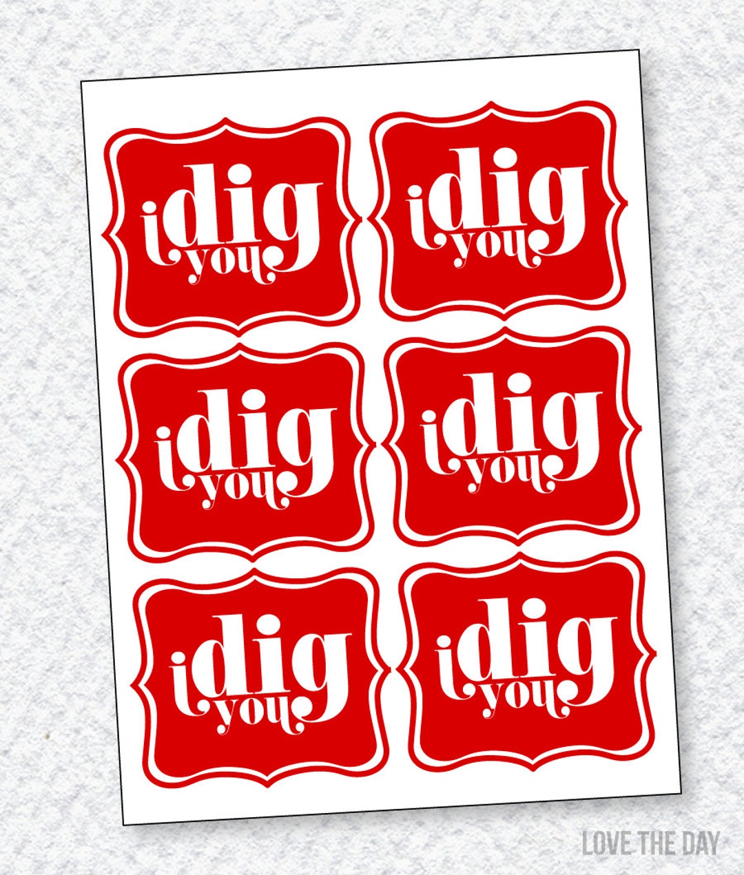 Valentine PRINTABLE I Dig You Valentine Tag INSTANT DOWNLOAD - Etsy