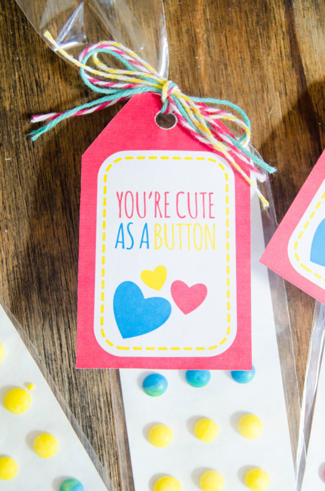 Valentine PRINTABLE 'you're Cute as A Button' Tag - Etsy