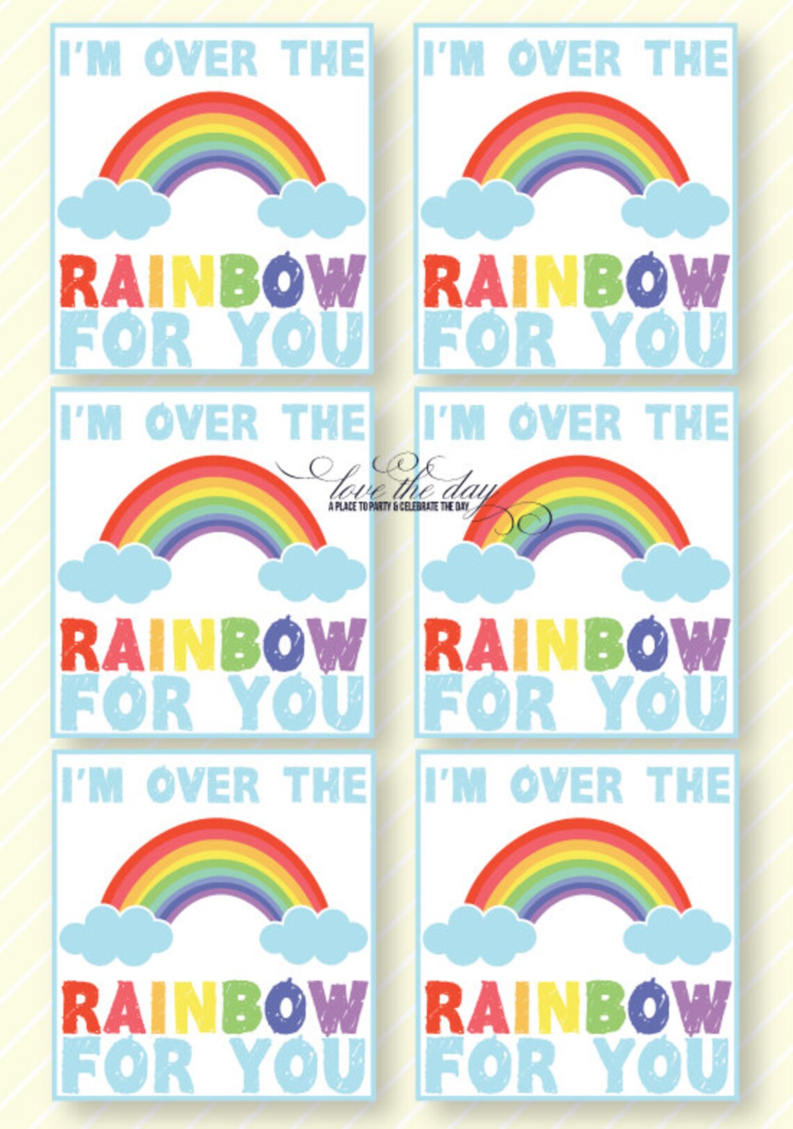 Valentine PRINTABLE Tag 'i'm Over the Rainbow for - Etsy