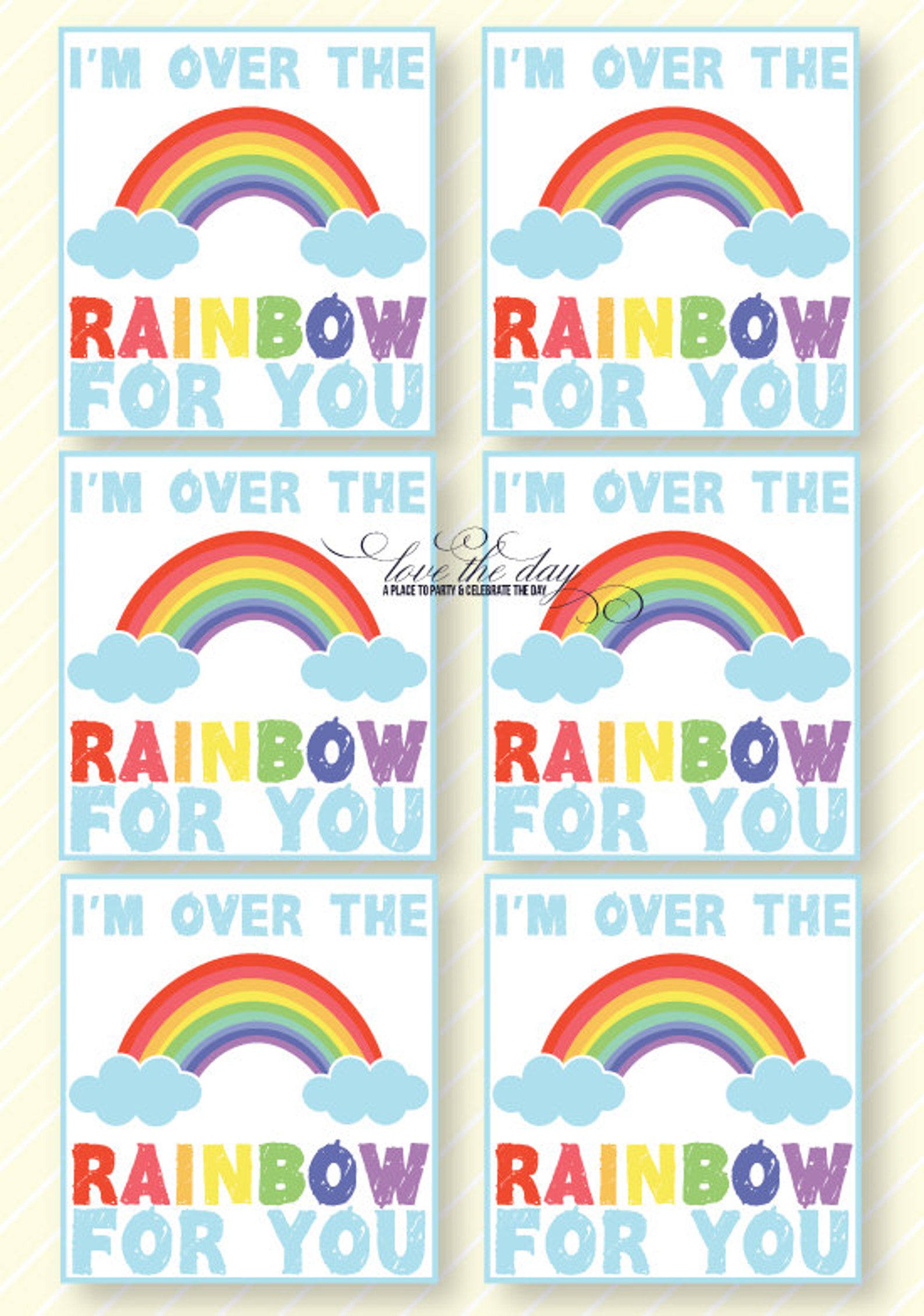 Valentine PRINTABLE Tag 'i'm Over the Rainbow for You' Valentine Tag ...