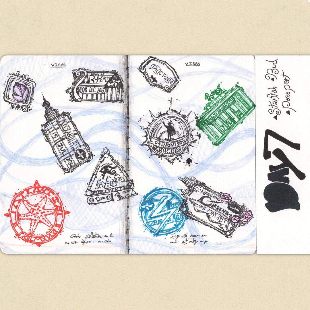 2024 Inktober Day 7 Original Ink Art Piece Starfish Passport Bud - Etsy