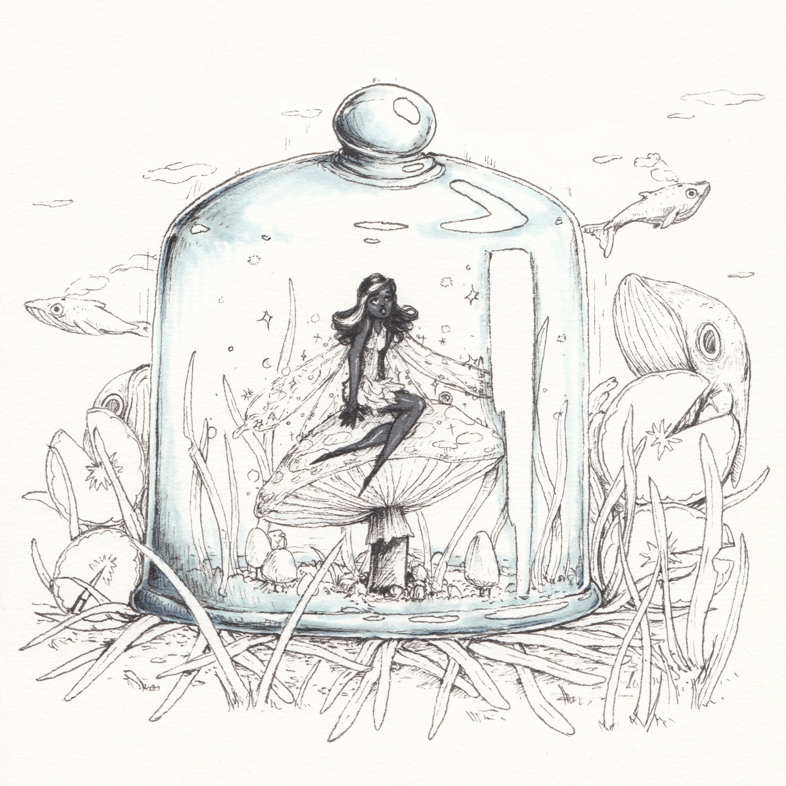 2022 Inktober Day 29 Original Art Piece Uhoh Fae Pad Whale - Etsy