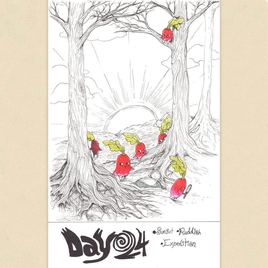 2024 Inktober Day 24 Original Ink Art Piece DAY 24 Sunset Expedition ...