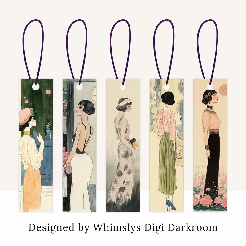1920s Fashion Bookmarks - Printable Flapper Style Ephemera (digital ...