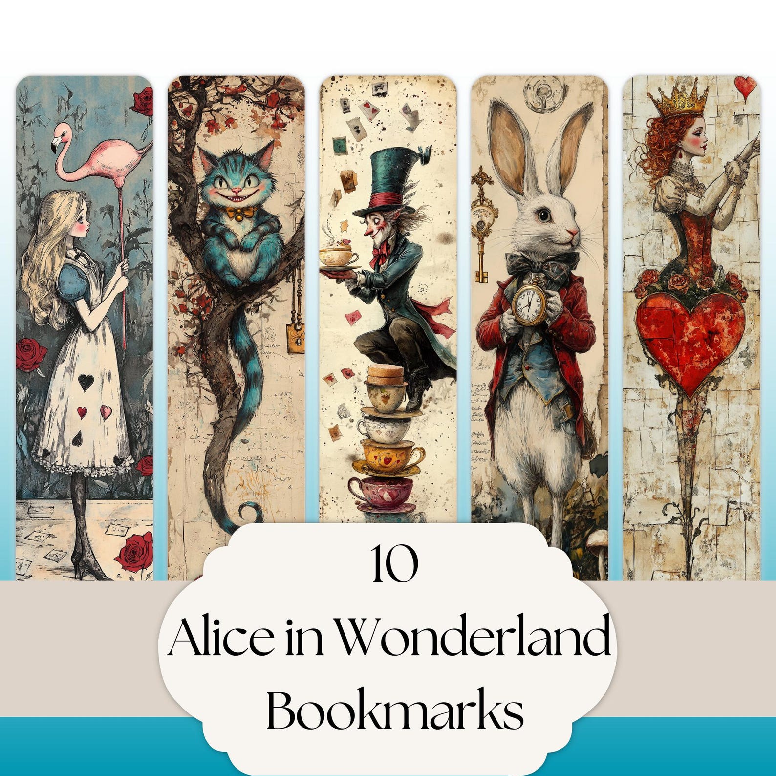 Alice in Wonderland Bookmarks - 10 Alice in Wonderland Bookmarks Junk ...