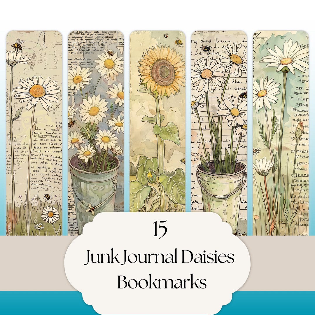 Daisy Bookmarks Digital Download, Printable Ephemera for Junk Journals ...