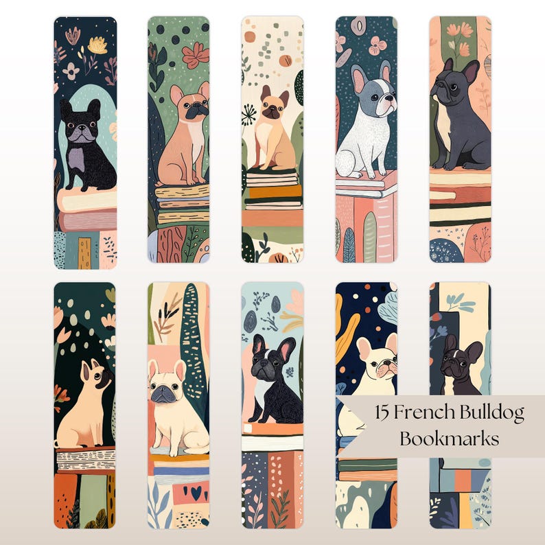 Frenchie Dog Bookmarks Printable Instant Download – 15 French Bulldog ...