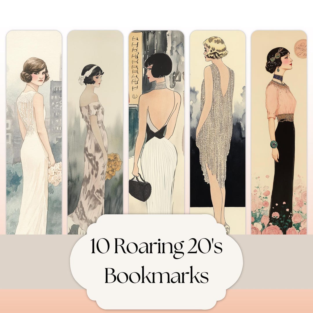 1920s Fashion Bookmarks - Printable Flapper Style Ephemera (digital ...