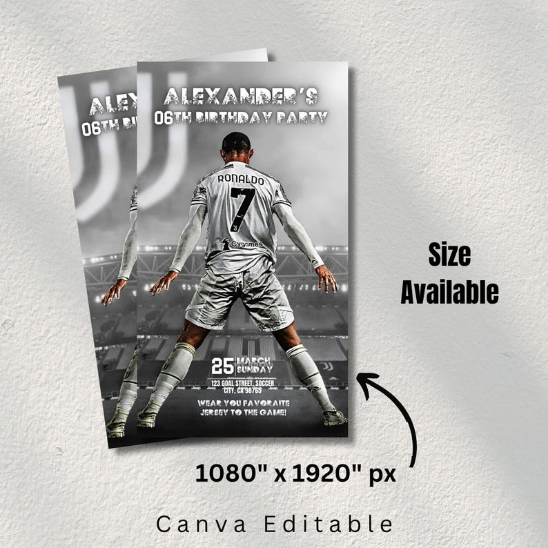 Cristiano Ronaldo Birthday Invitation | Made to Order Customizable ...