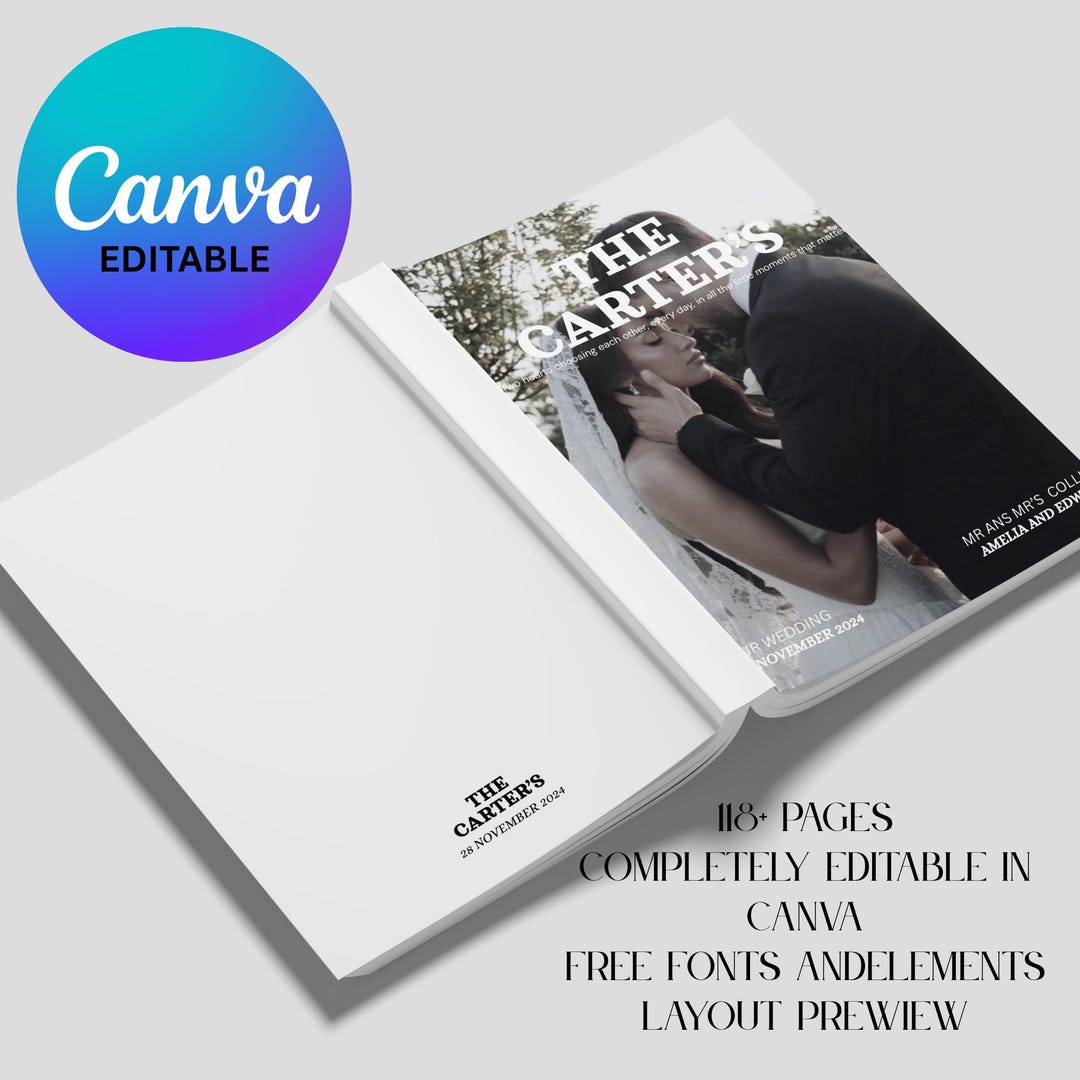 Wedding Coffee Table Book Template, Modern Elegant Wedding Magazine ...