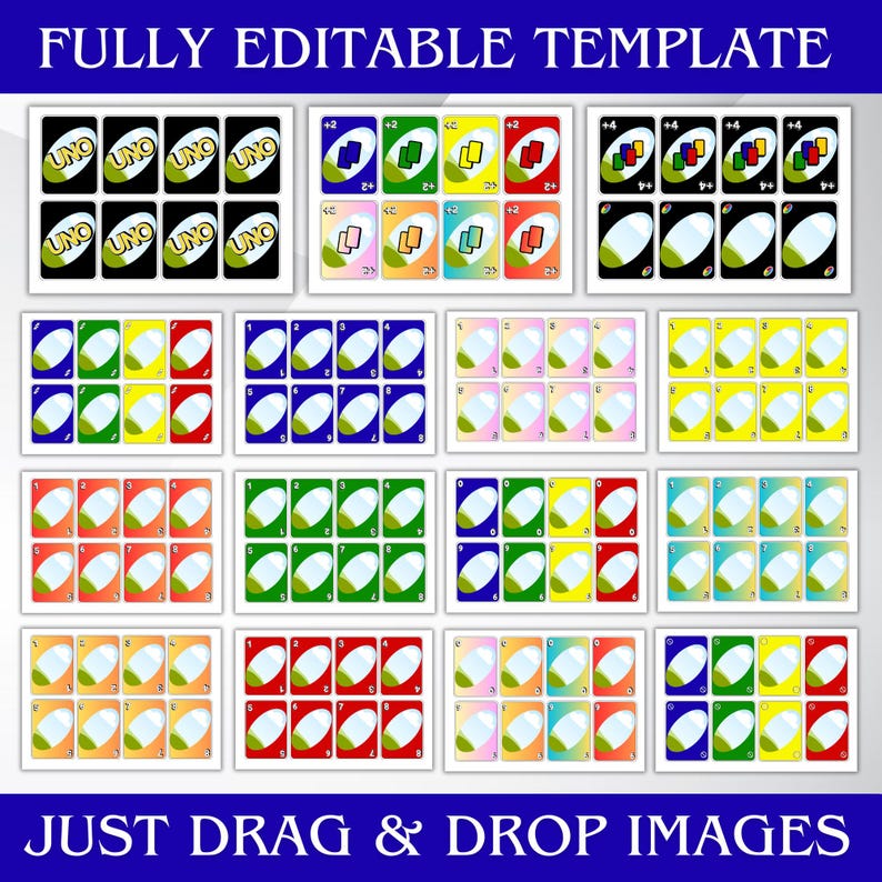 Uno Card Template Editable Canva Playing Card Template Printable Blank ...