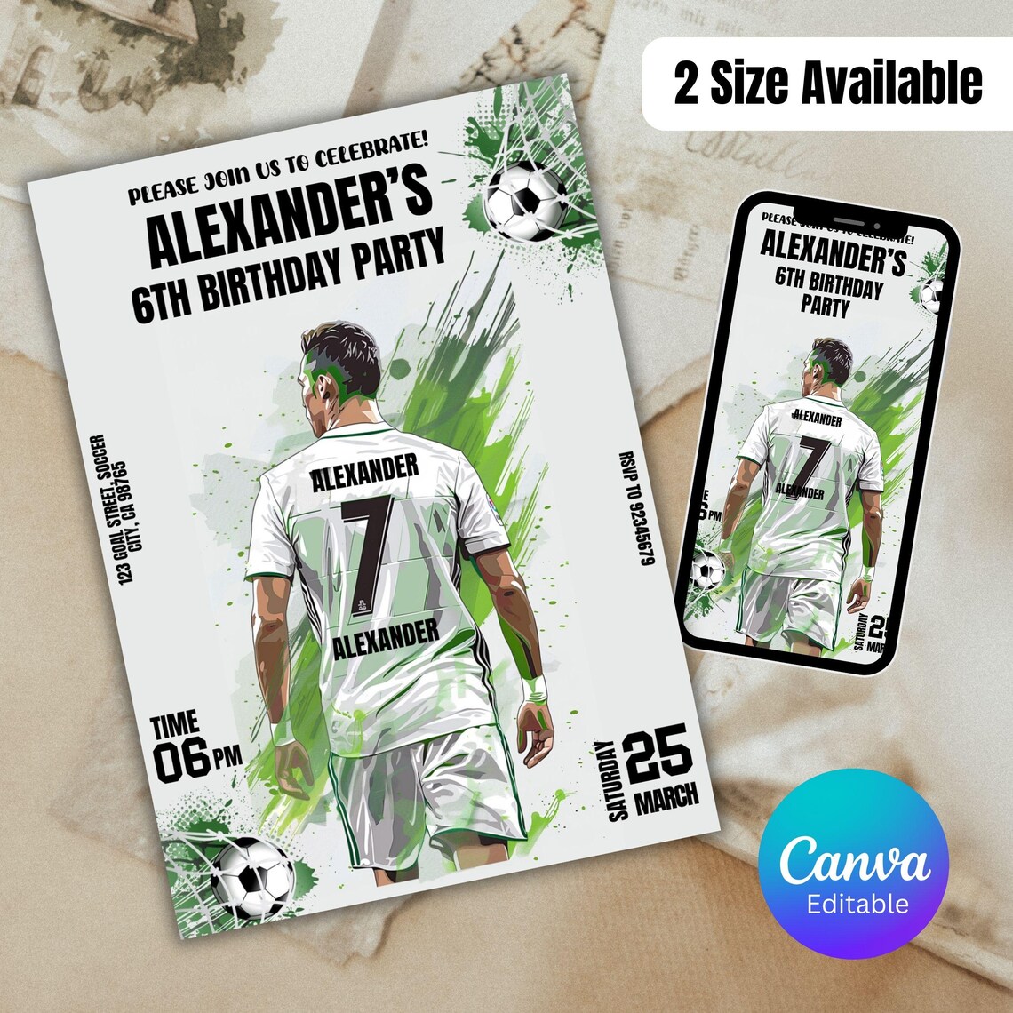 Cristiano Ronaldo Birthday Invitation | Made to Order Customizable ...
