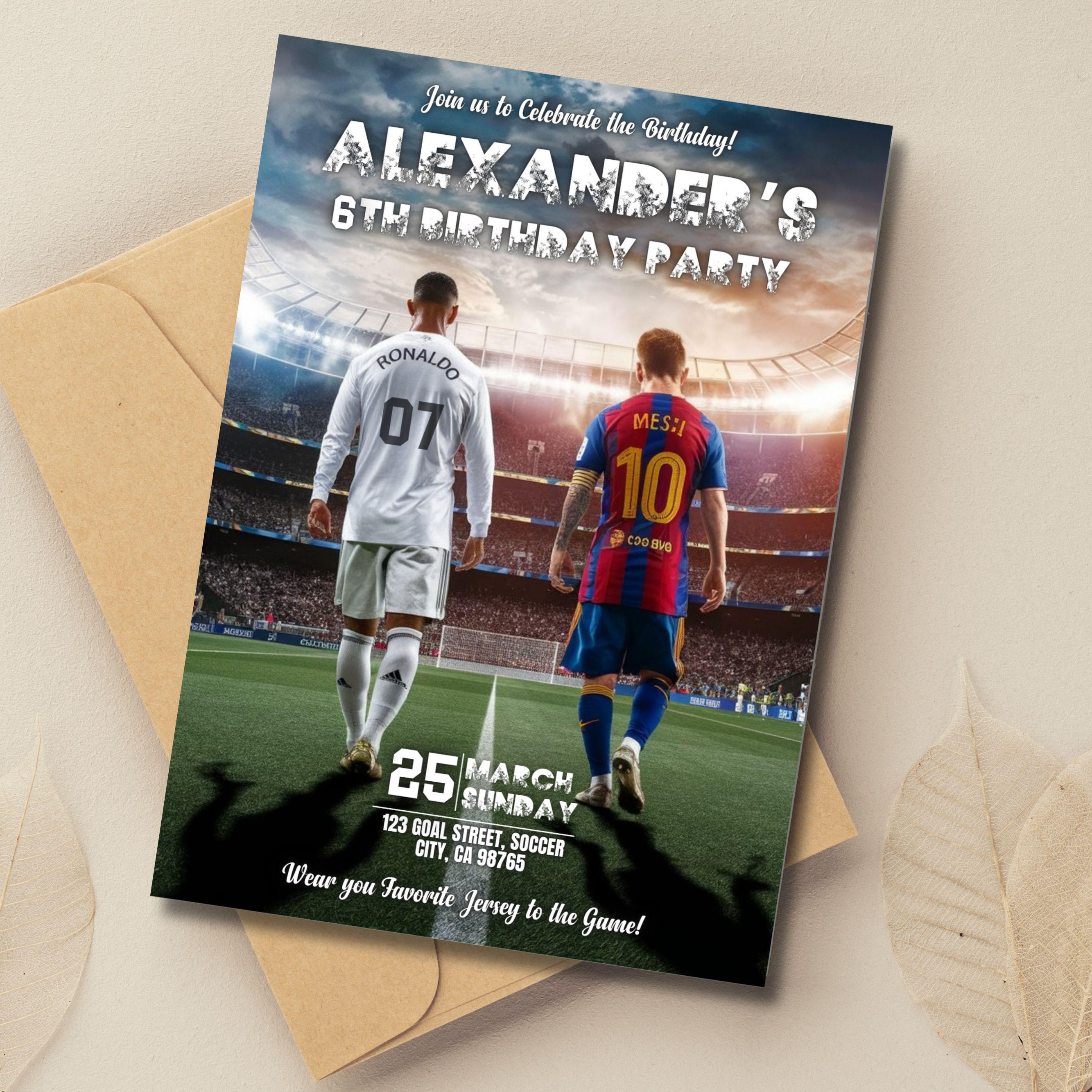 Ronaldo Vs Messi Birthday Invitation Birthday Card, Editable Invite ...