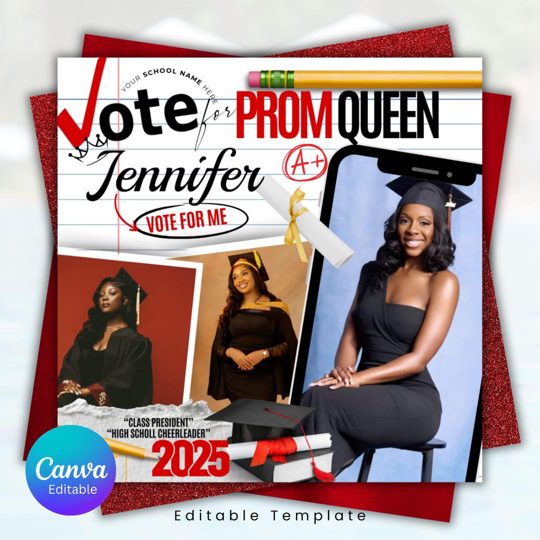 Vote Prom Queen Flyer, Homecoming Flyer, Prom Flyer, Canva Template ...