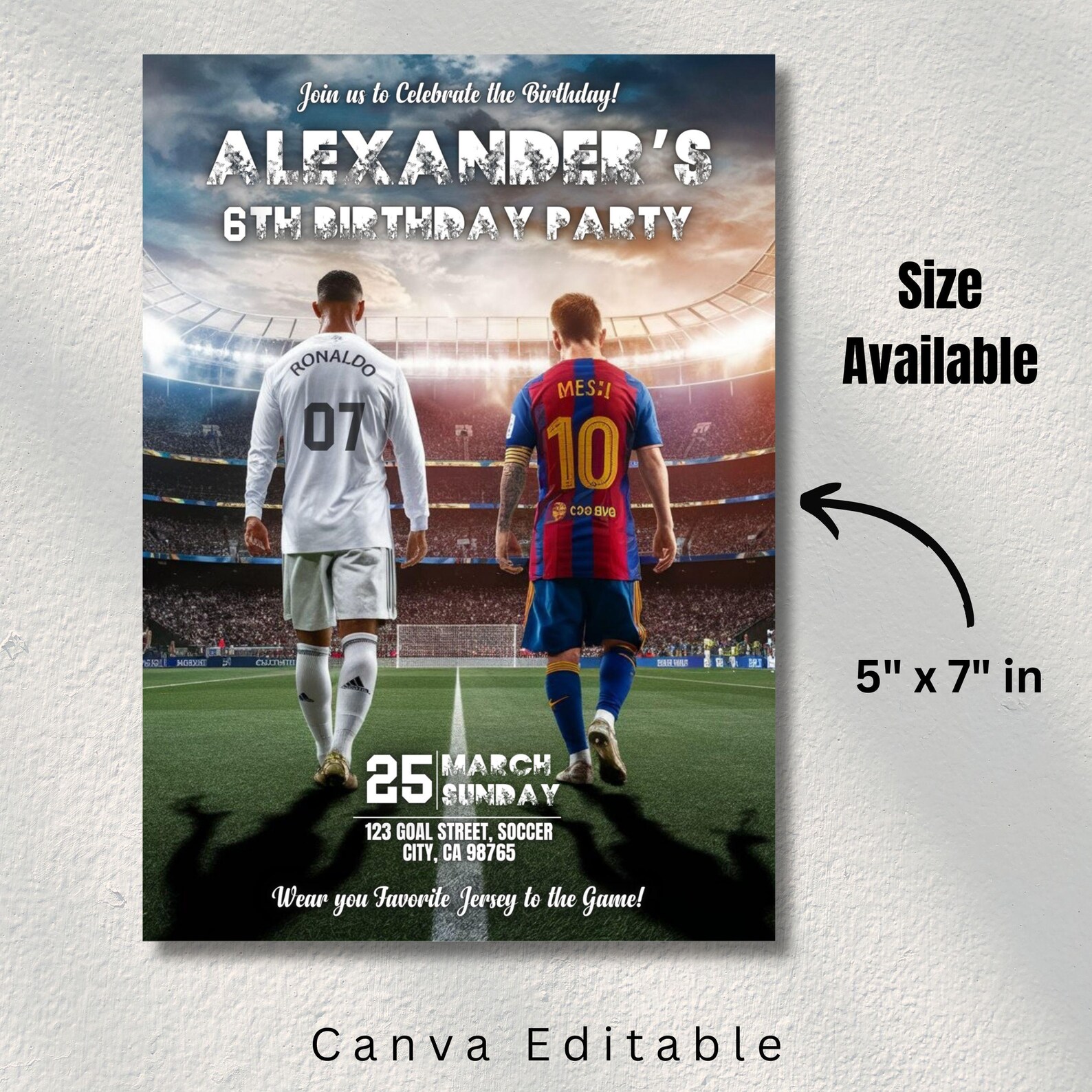 Ronaldo Vs Messi Birthday Invitation Birthday Card, Editable Invite ...