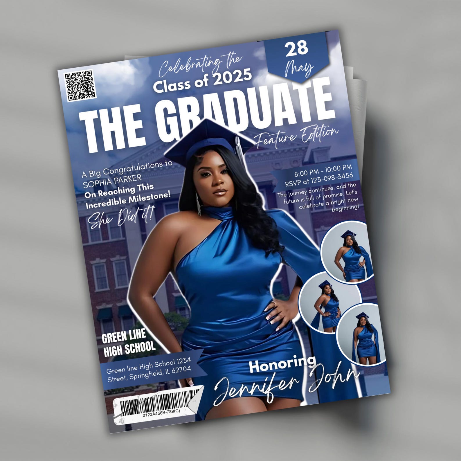 Magazine Cover Graduation Invite, DIY Flyer Template Design, Graduation ...
