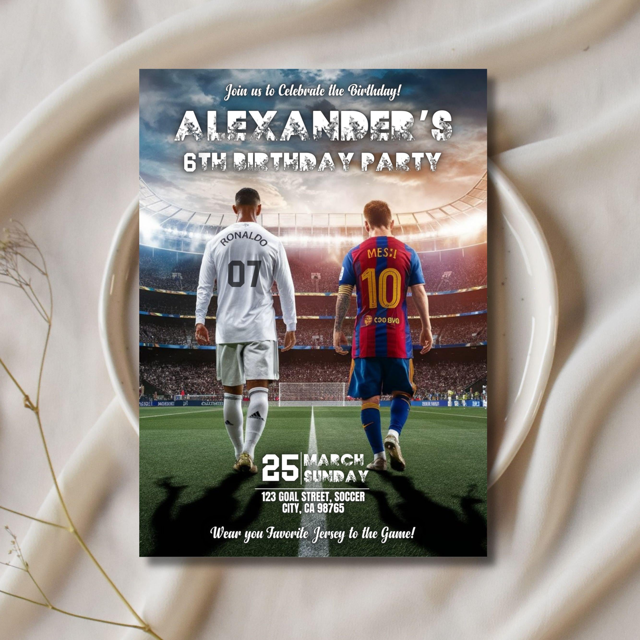 Ronaldo Vs Messi Birthday Invitation Birthday Card, Editable Invite ...
