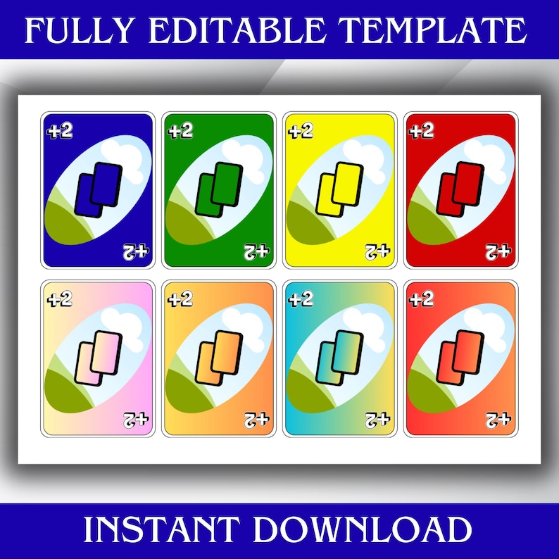 Uno Card Template Editable Canva Playing Card Template Printable Blank ...