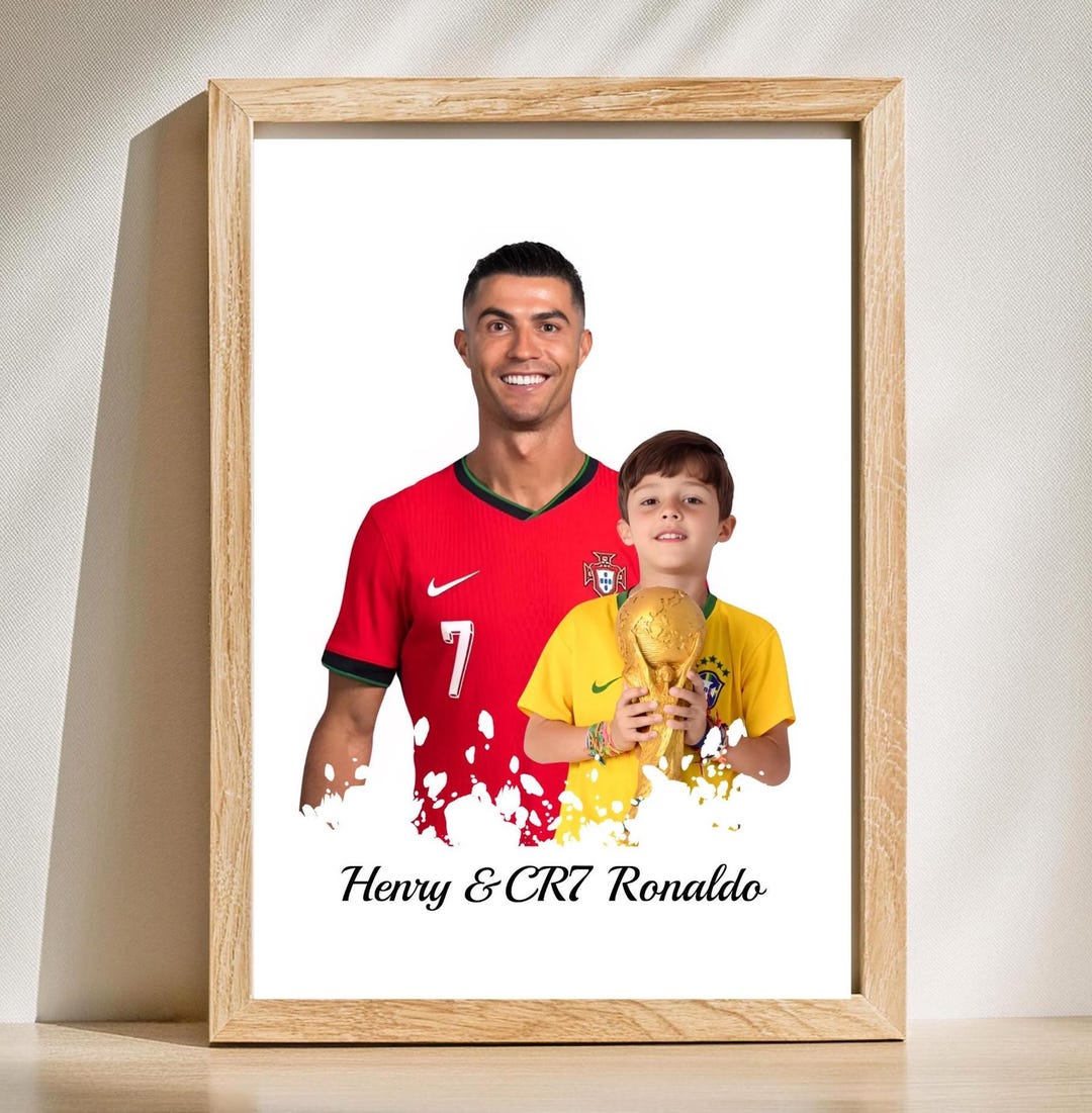 Custom Cr 7 Soccer Portrait With Ronaldo Signature , Personalized ...