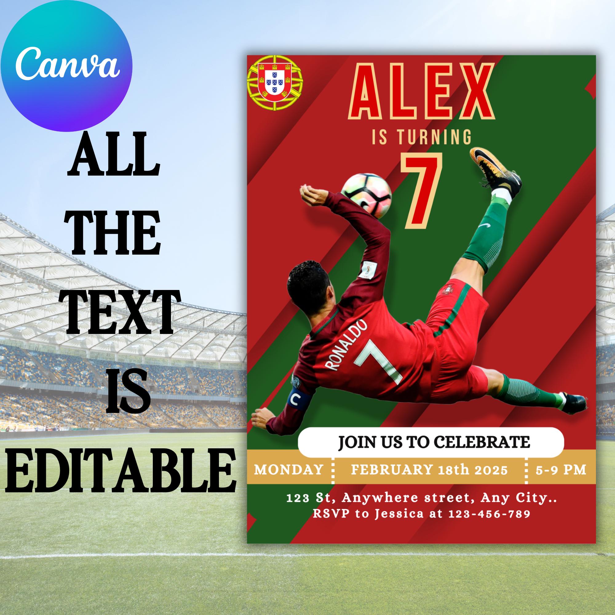 Ronaldo Birthday Invitation, CR7 Invitation, Editable Ronaldo ...