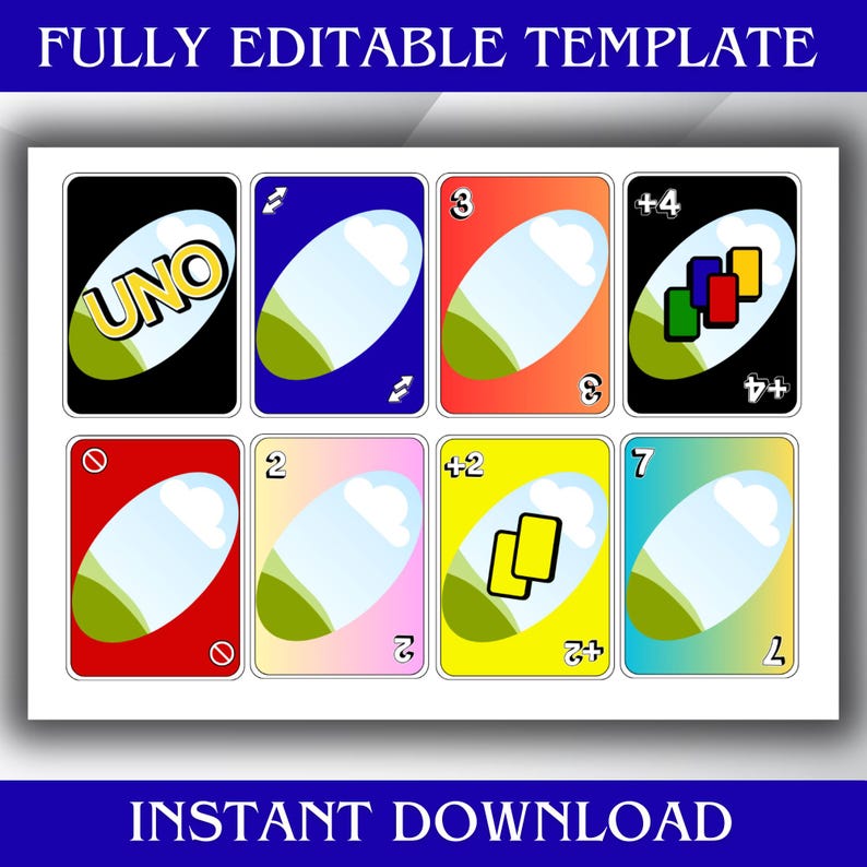 Uno Card Template Editable Canva Playing Card Template Printable Blank ...
