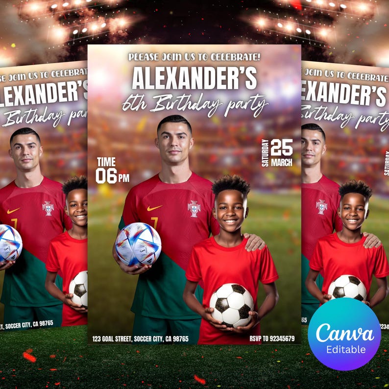 Cristiano Ronaldo Birthday Invitation | Made to Order Customizable ...