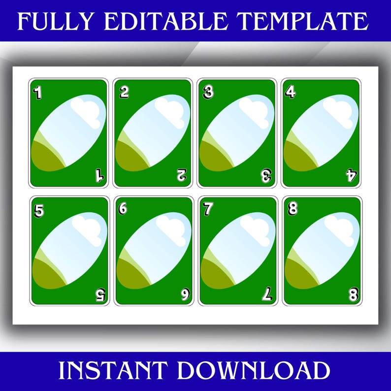 Uno Card Template Editable Canva Playing Card Template Printable Blank ...