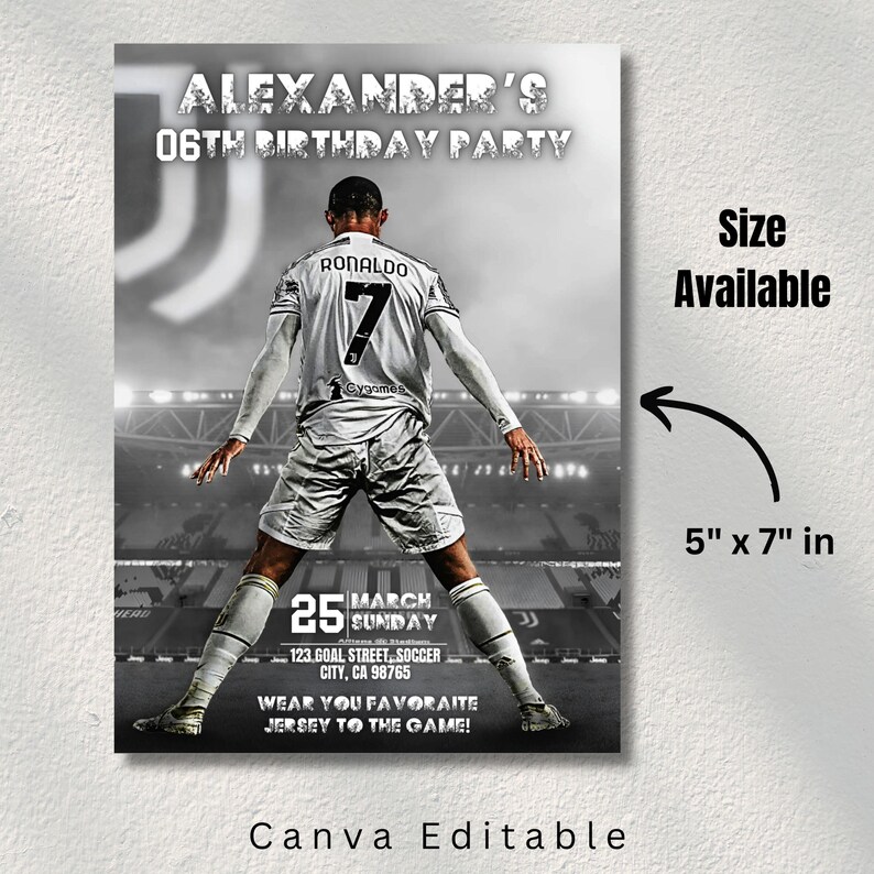 Cristiano Ronaldo Birthday Invitation | Made to Order Customizable ...