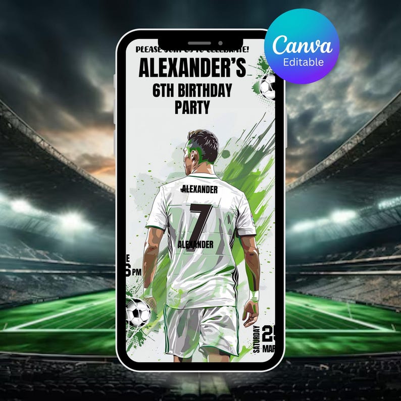 Cristiano Ronaldo Birthday Invitation | Made to Order Customizable ...
