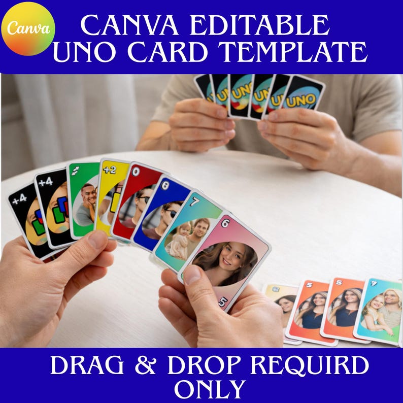 Uno Card Template Editable Canva Playing Card Template Printable Blank ...