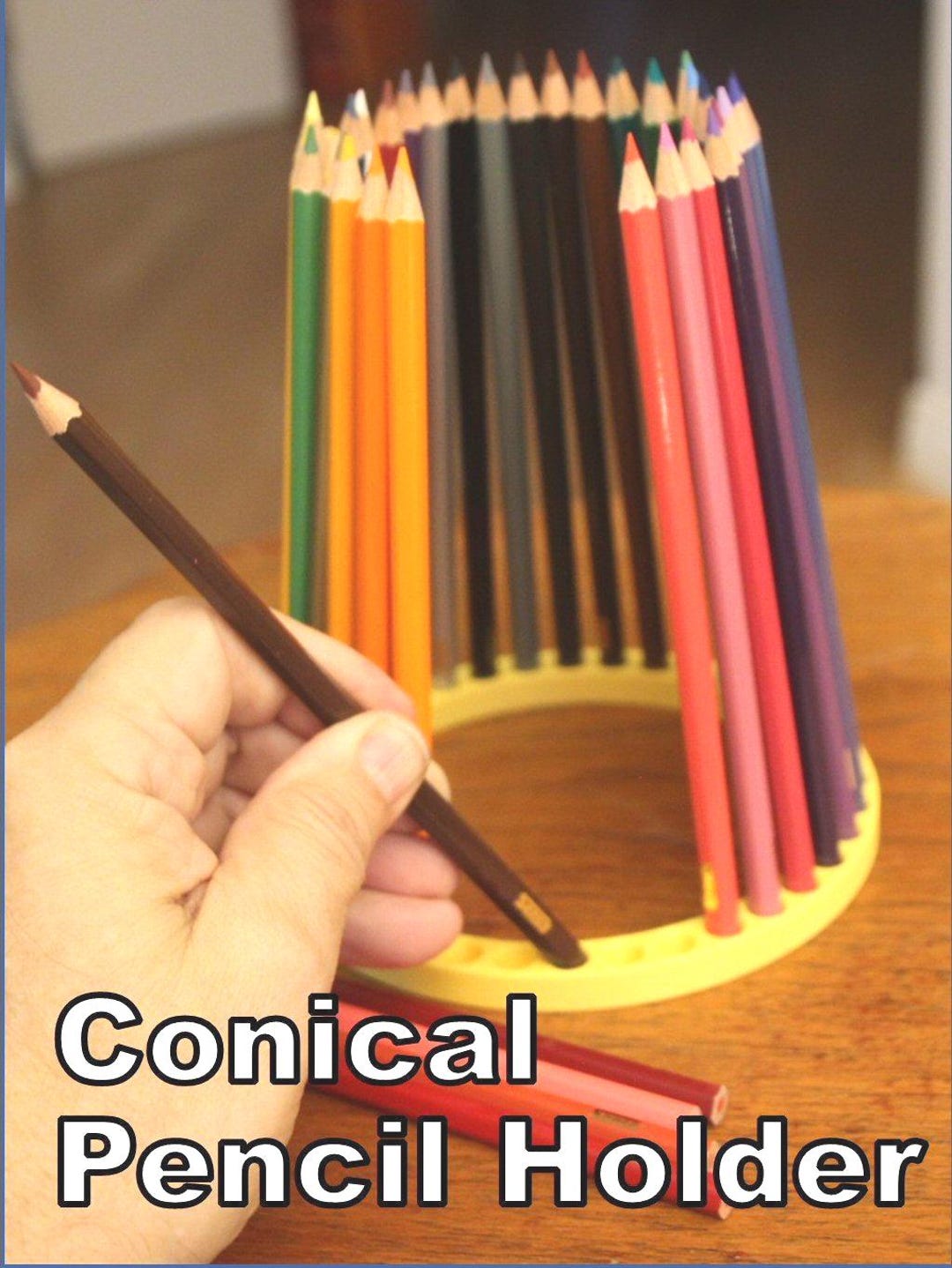 3D Printed Pencil Holder Ring, Colored Pencil Stand, Pen Organizer ...