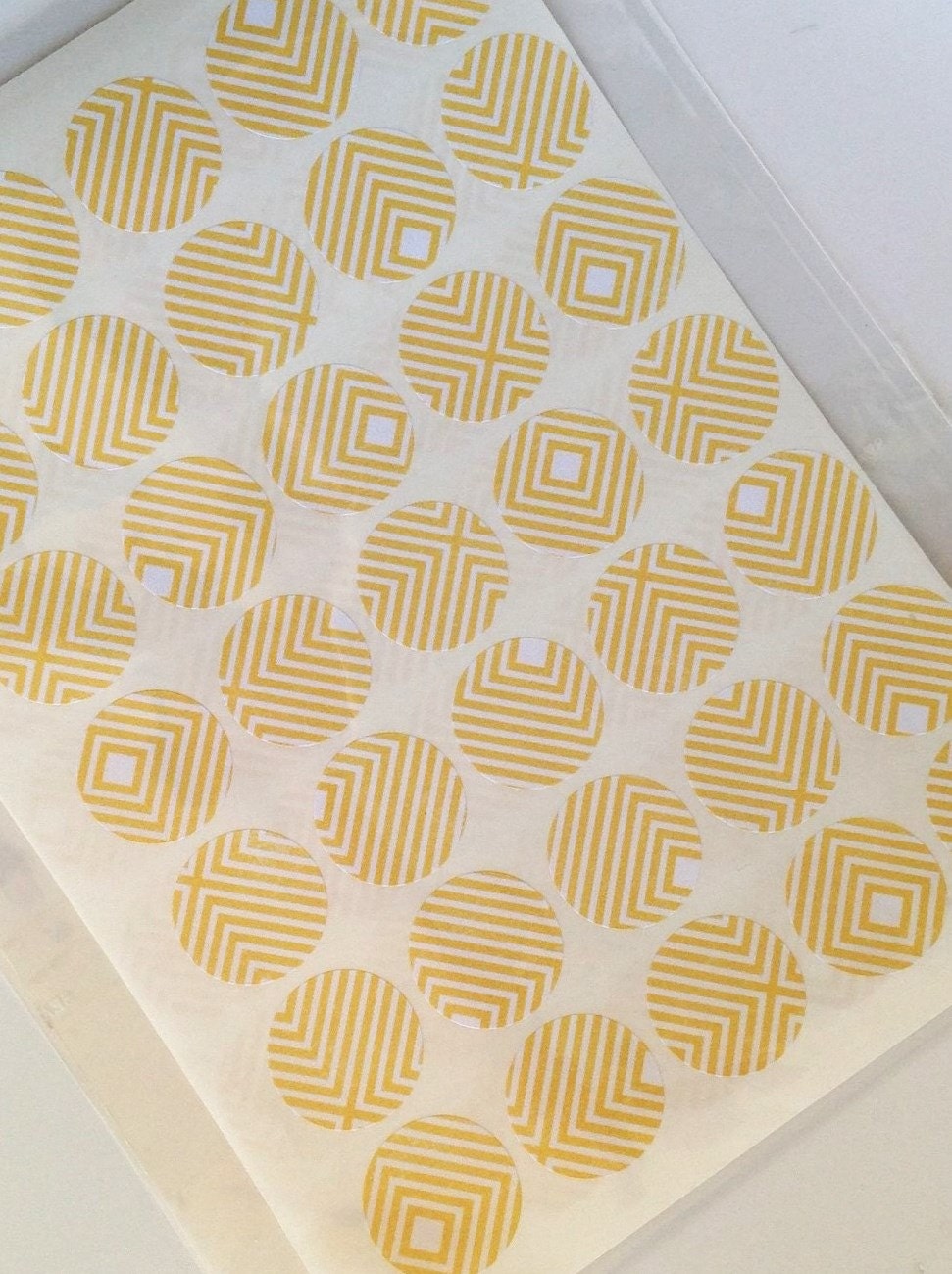 Yellow and White Round Labels 1 Stickers Envelope - Etsy
