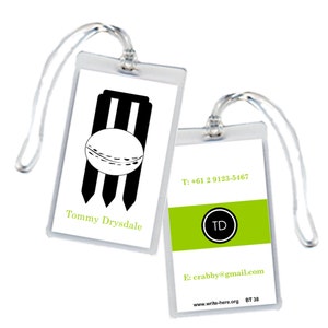 Personalized Luggage Tags Cricket Bat Ball Stumps Wicket Set of 2 ...