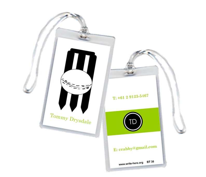 Personalized Luggage Tags Cricket Bat Ball Stumps Wicket Set of 2 ...
