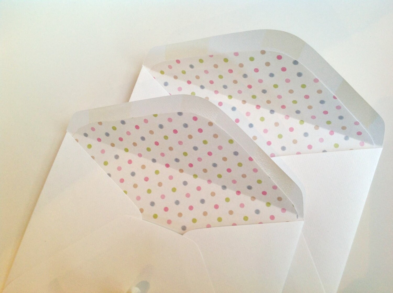 Polka Dot Lined Envelopes Pink and Green and Blue Envelope Liner White ...