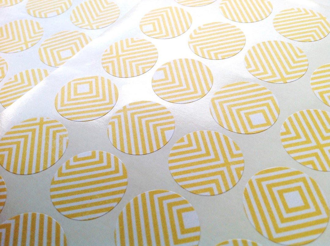 Yellow and White Round Labels 1 Stickers Envelope Seals Yellow ...
