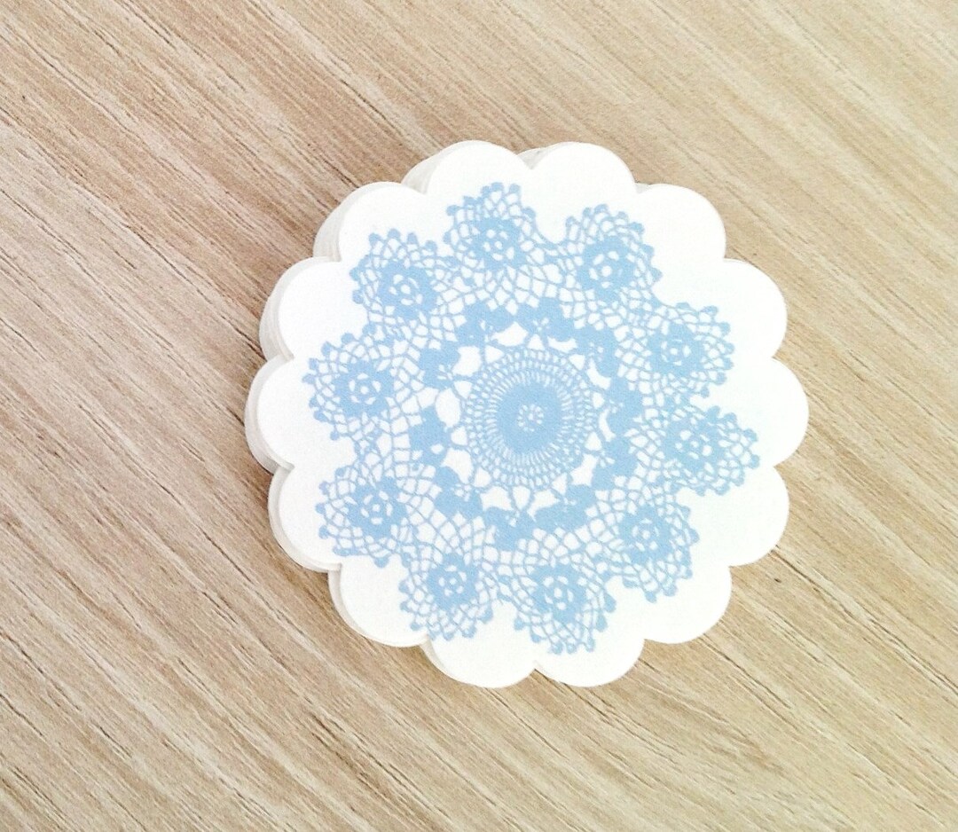 Doily Gift Tags - Pale Blue - Round Gift Tag - Favour Tags - Scallop ...