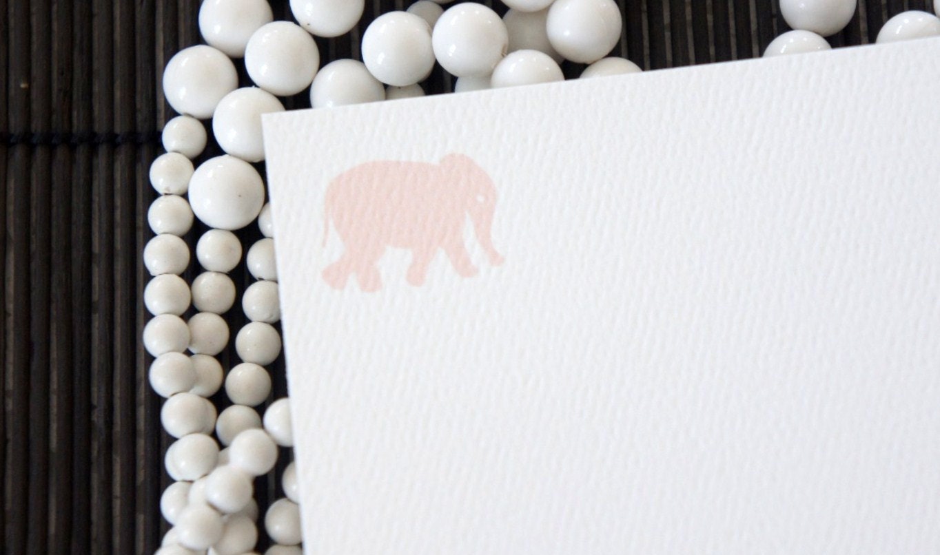 Personalized Note Cards Elephant Pastel Pink Set of 10 NC 19 - Etsy